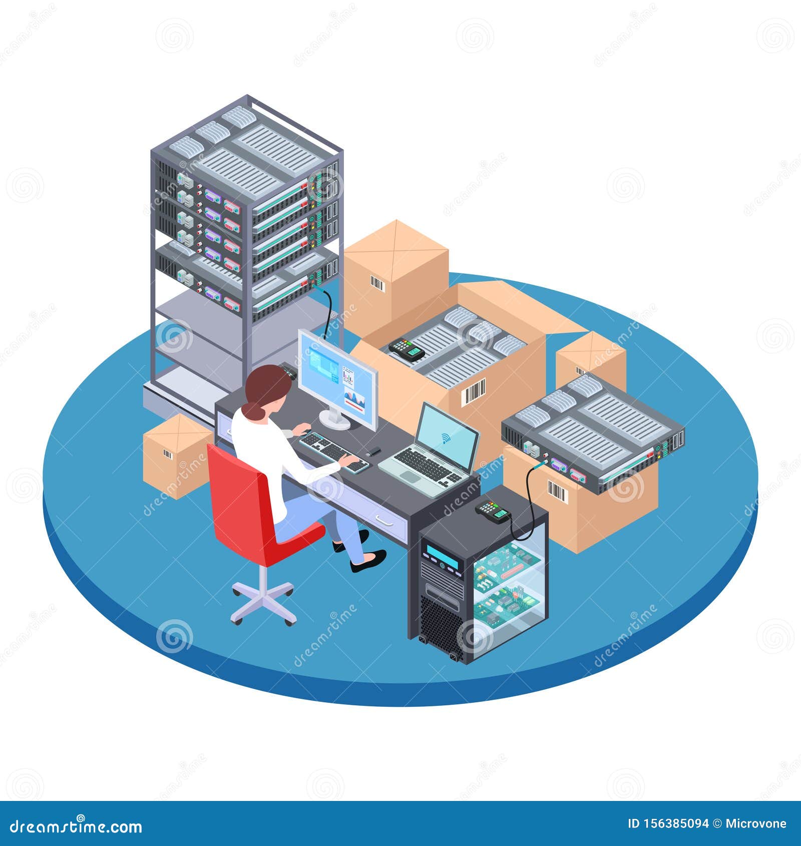Qa Tester At Work Woman Testing Software Stock Vector Illustration Of Search Coding 156385094
