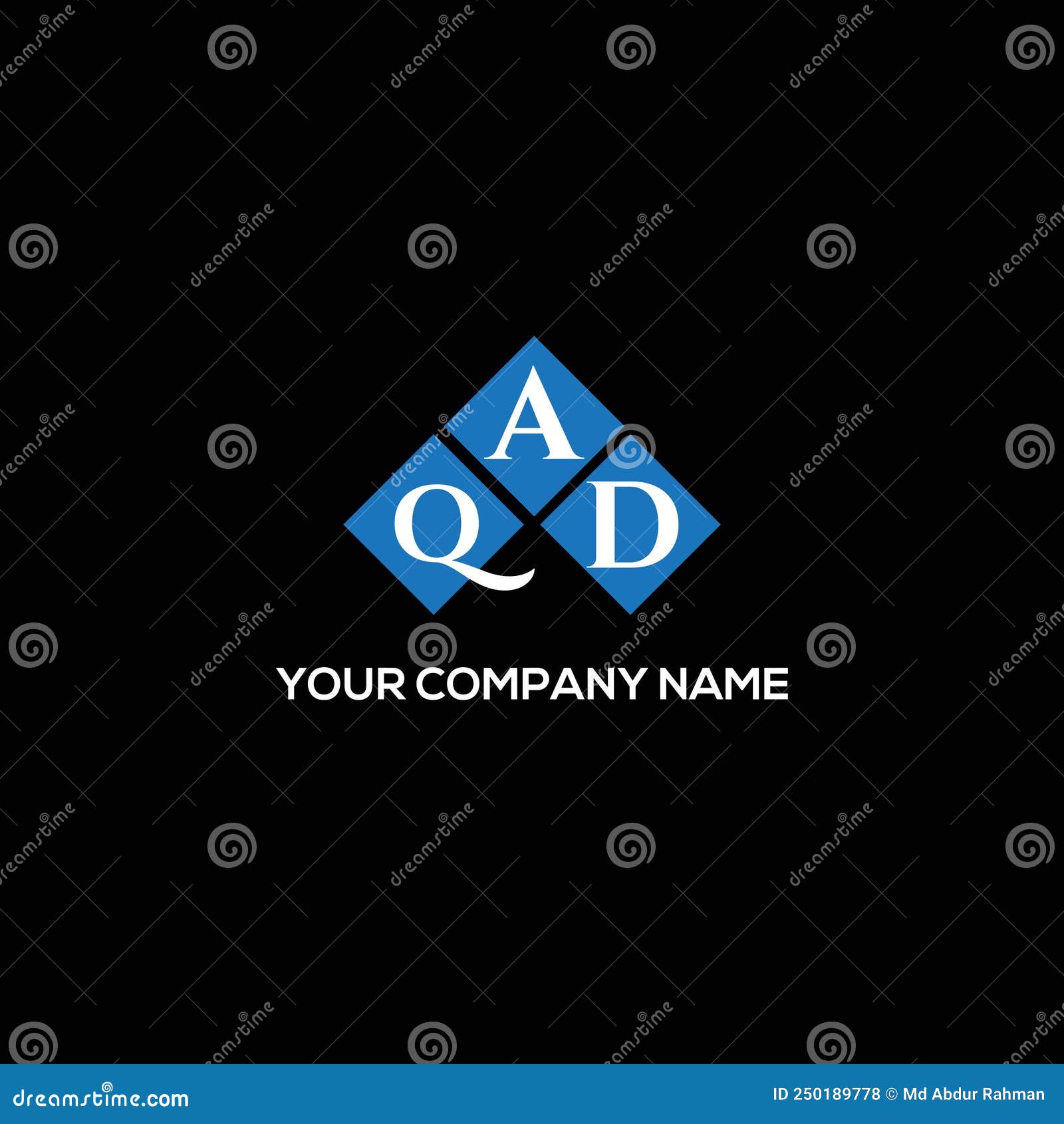 QAD Letter Logo Design on BLACK Background. QAD Creative Initials ...