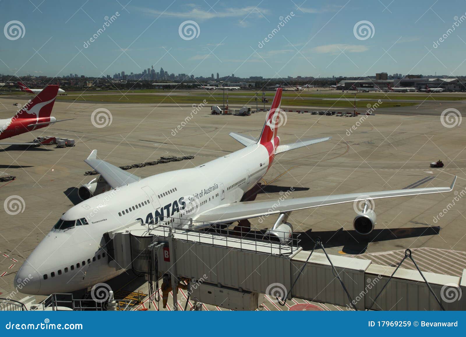 Qantas Airbus at Gate Sydney in Background Editorial Stock Image ...