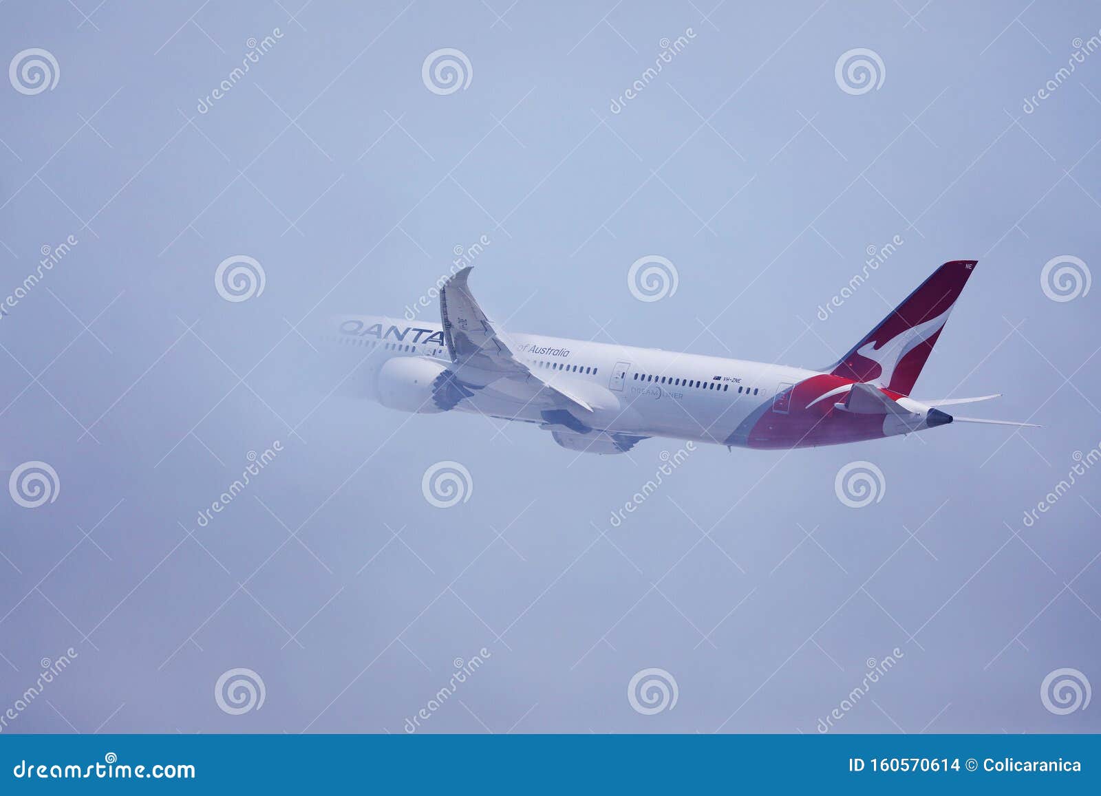 Qantas flying in the sky editorial stock image. Image of airline ...