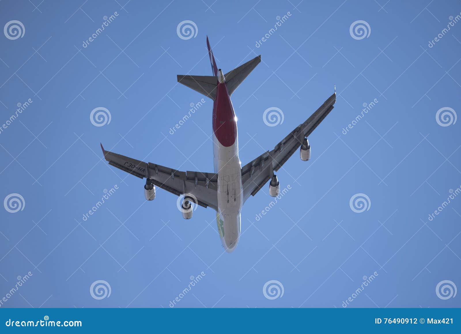 Qantas Jumbo Jet - 747 stock photo. Image of transportation - 76490912