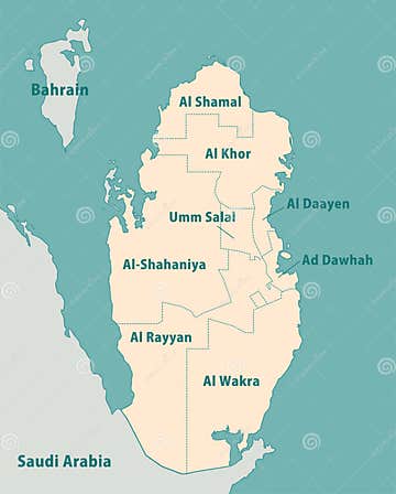 Qatar Administrative Divisions Map Illustration Stock Vector ...