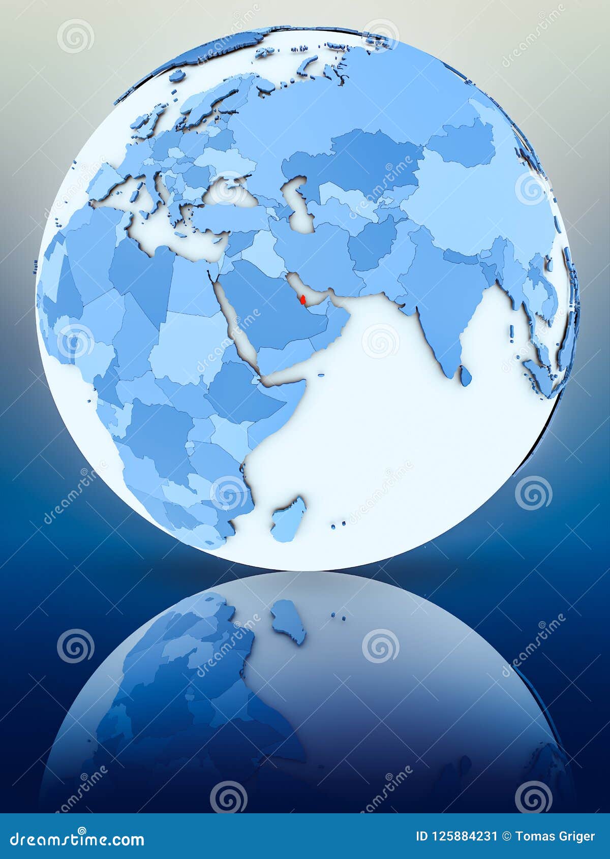 Qatar on blue globe stock illustration. Illustration of asia - 125884231