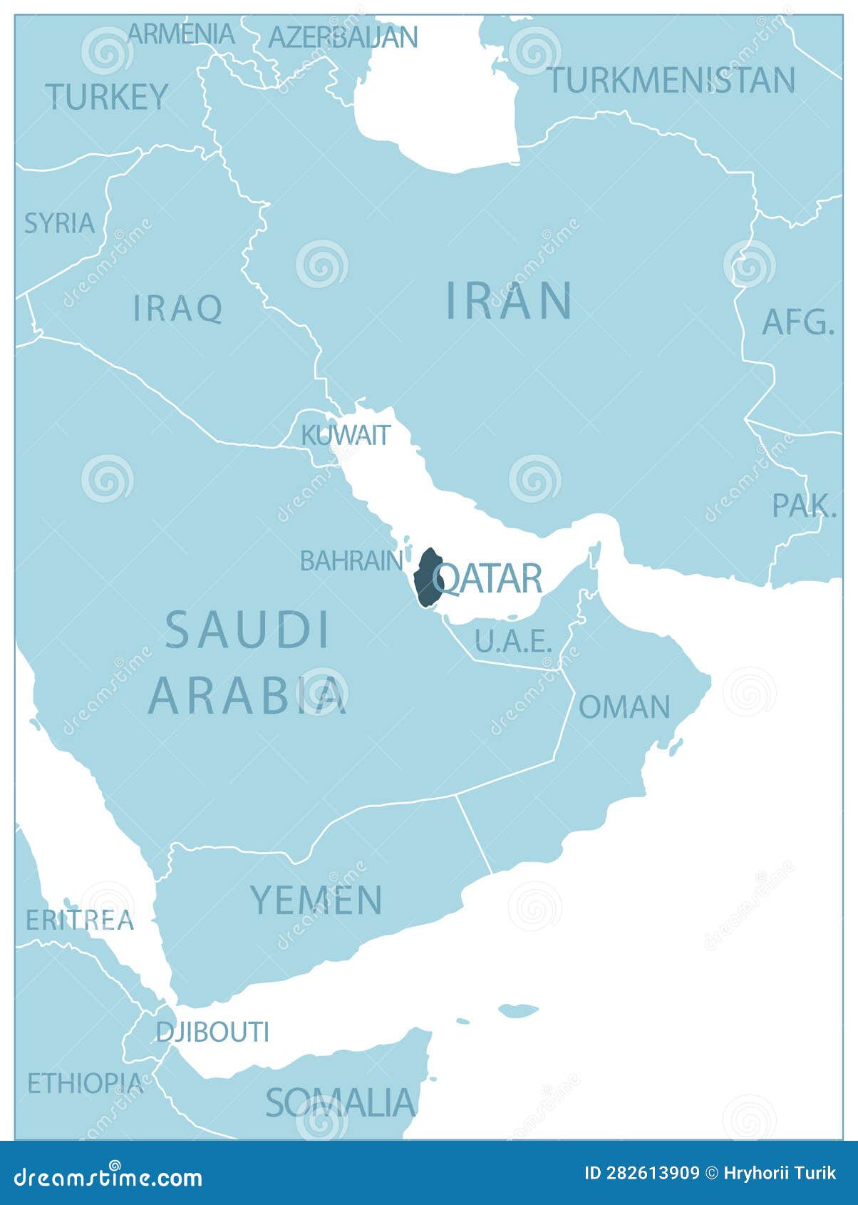 Qatar Blue Low Poly Map With Capital Doha Vector Illustration ...