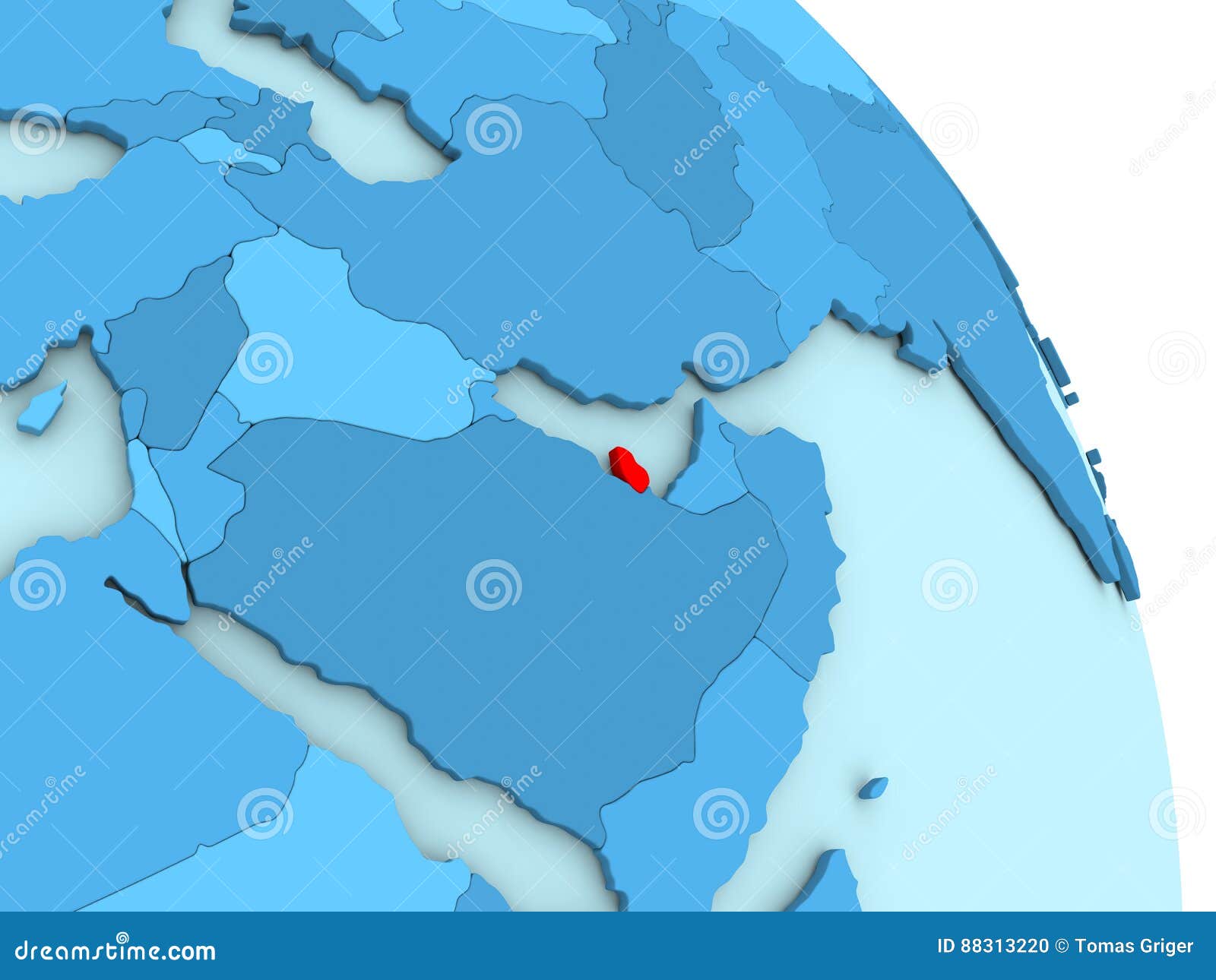 Qatar on Blue Political Globe Stock Illustration - Illustration of blue ...