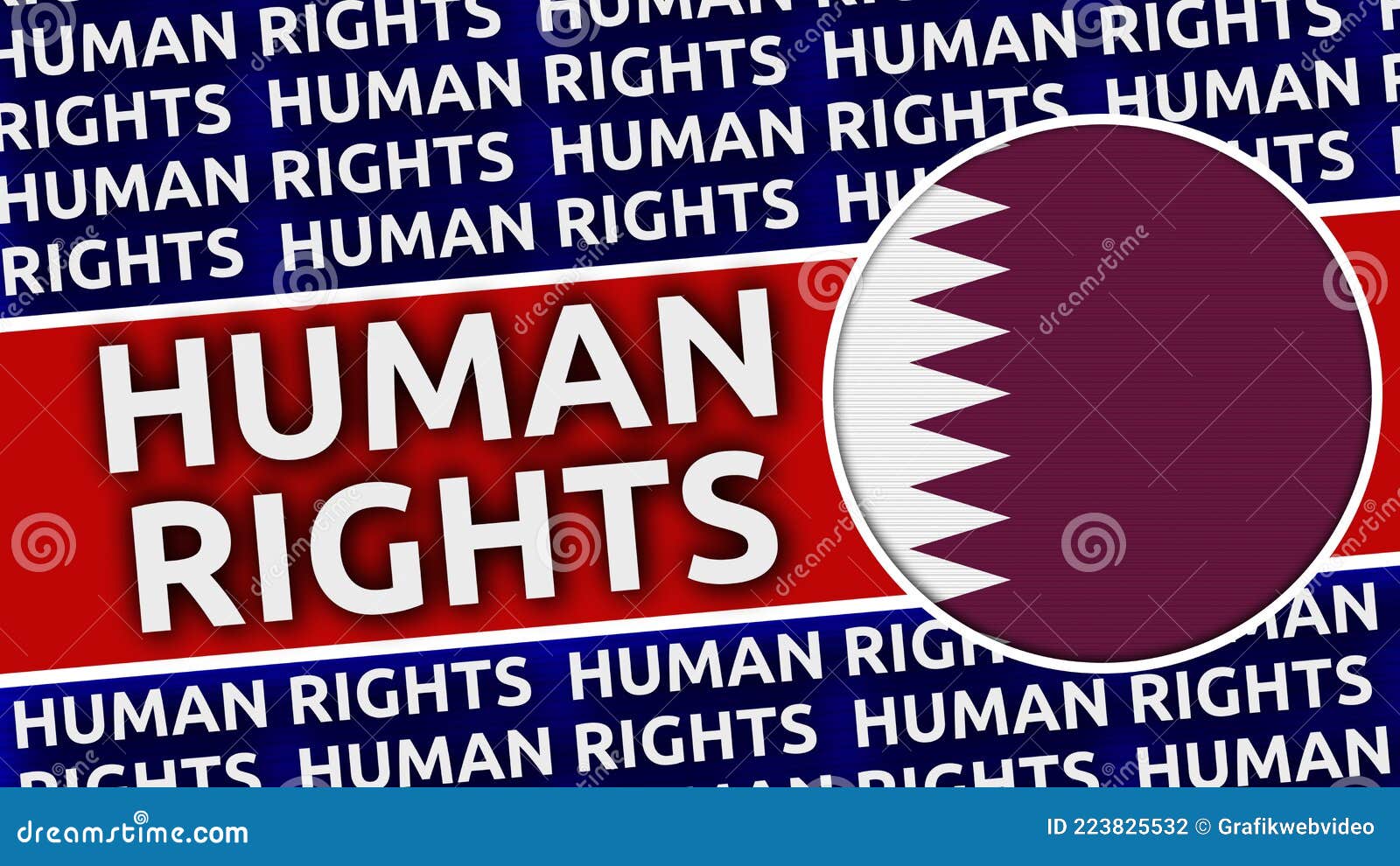 Qatar Circular Flag with Human Rights Titles Stock Illustration ...