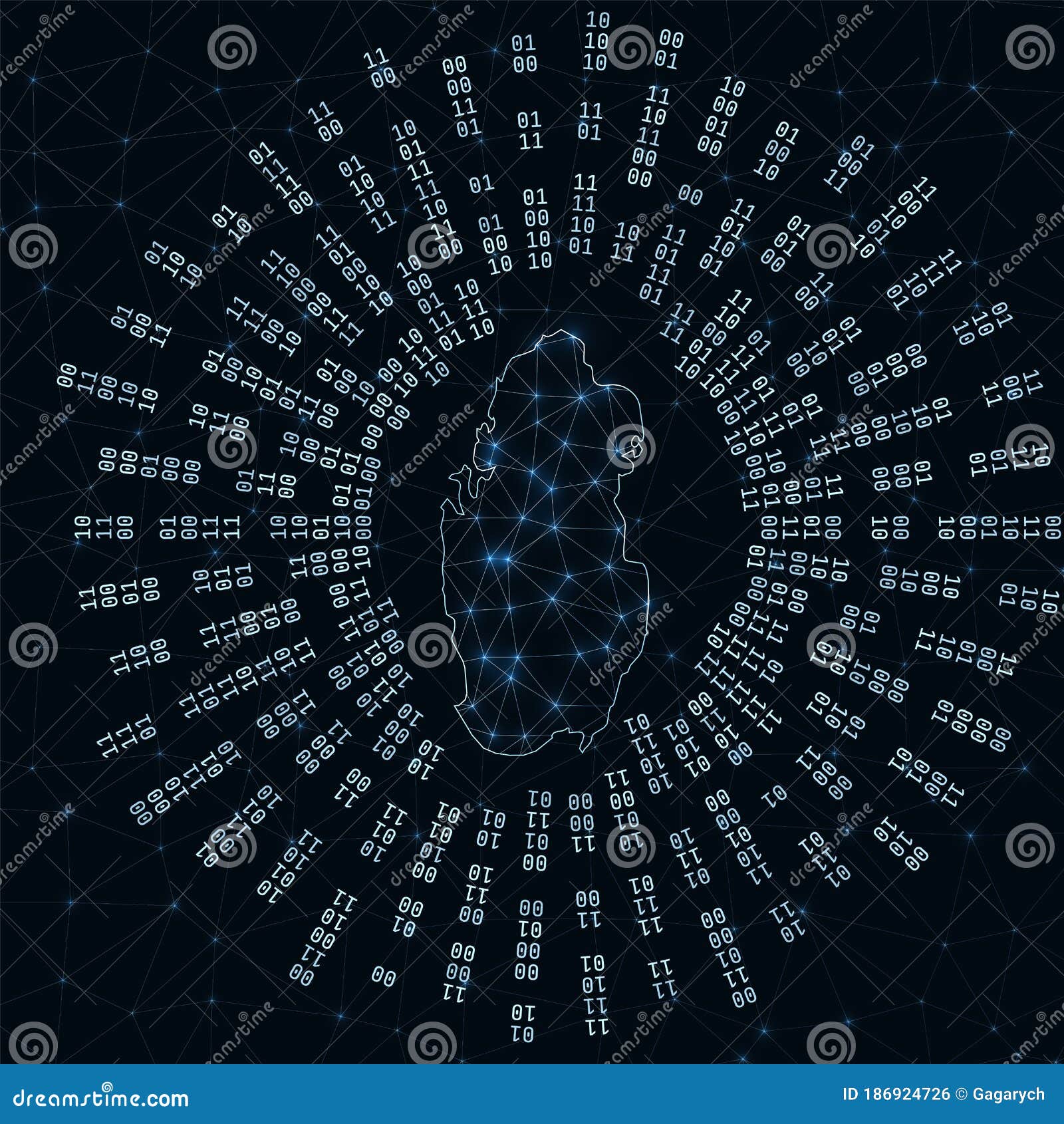 Qatar digital map. stock vector. Illustration of network - 186924726