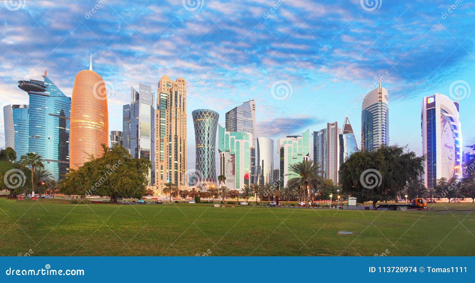 Qatar, Doha city skyline stock photo. Image of evening - 113720974
