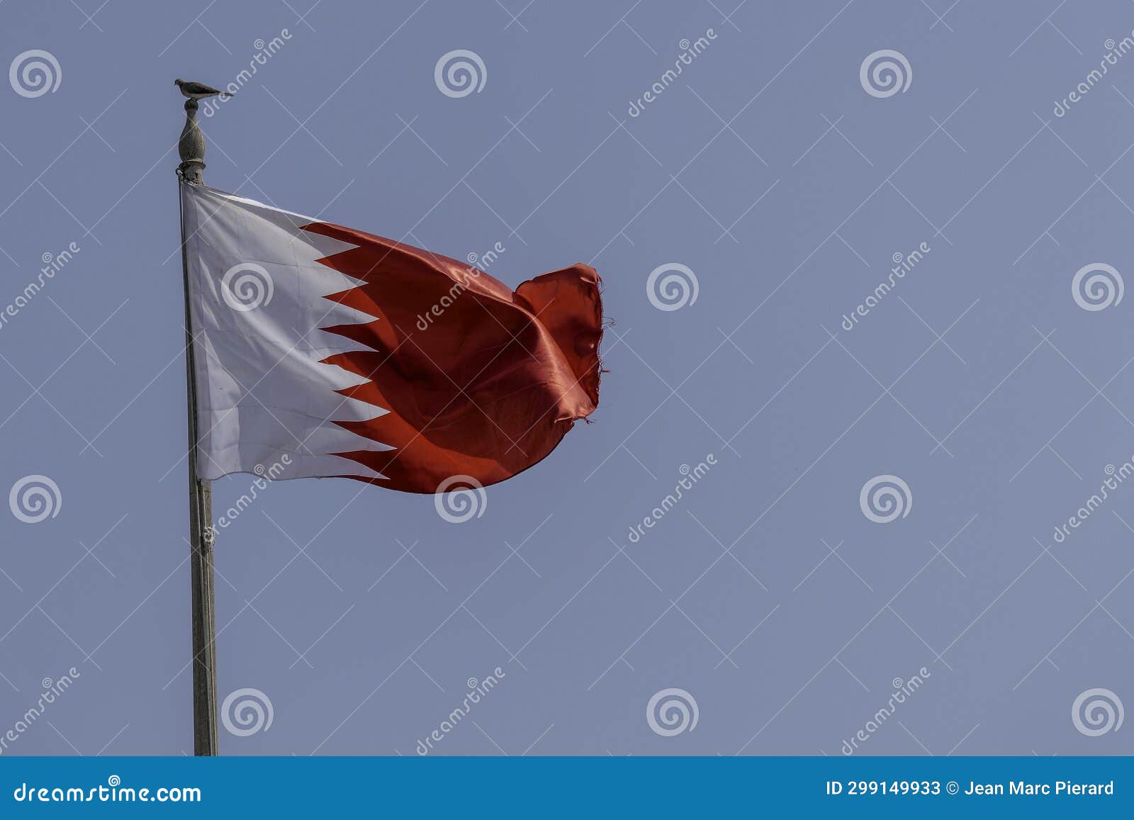 Qatar, Doha, Flag of Qatar on Blue Sky Background Stock Image - Image of tourist, national ...
