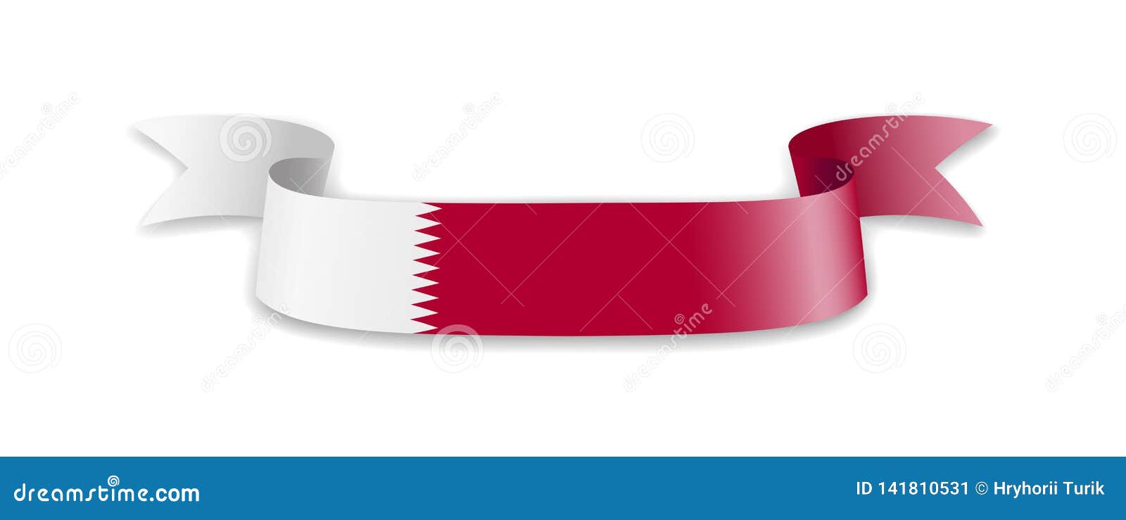 Qatar Flag in the Form of Wave Ribbon Stock Illustration - Illustration ...