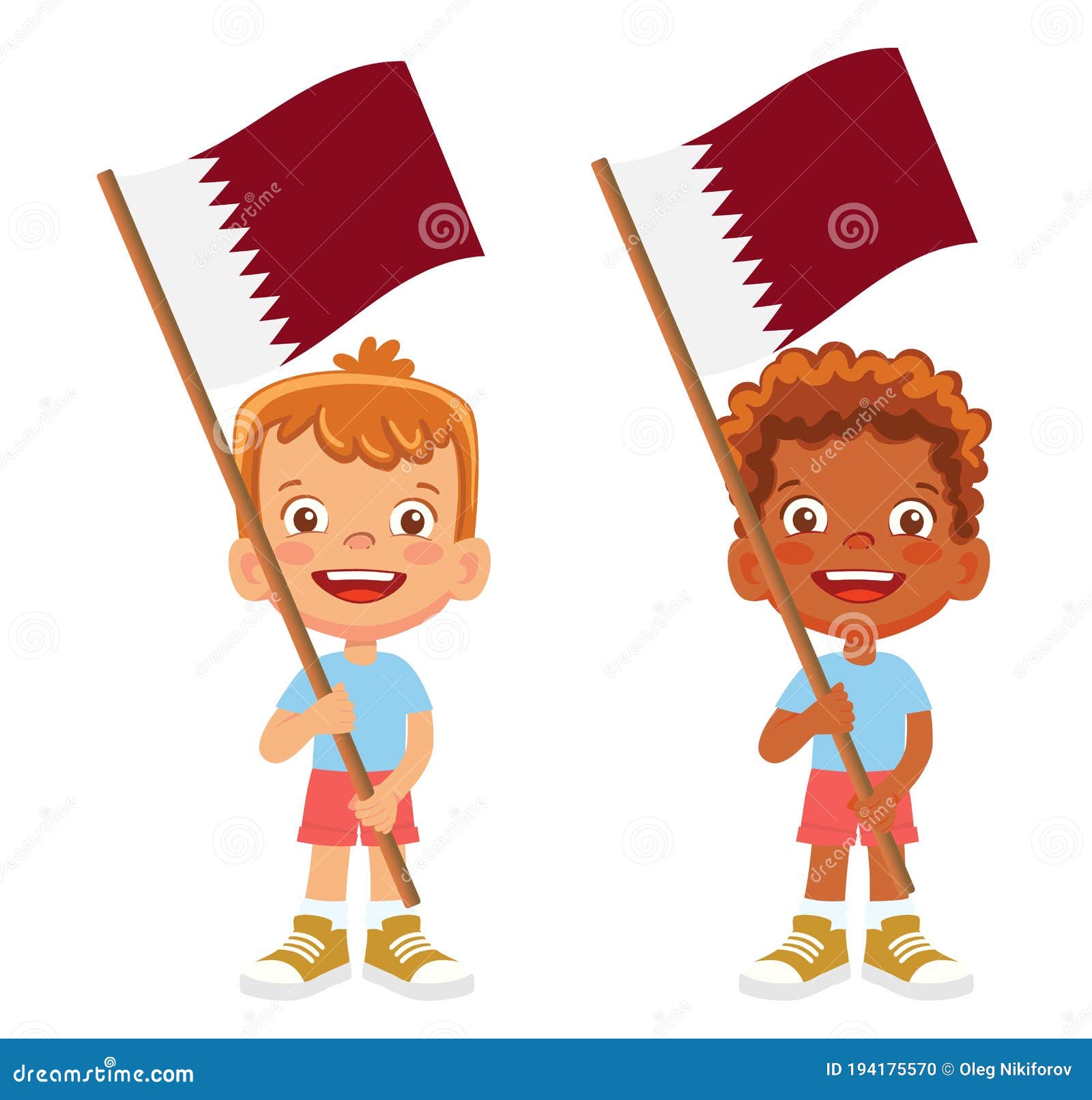 Qatar Flag In Hand Set Stock Illustration Illustration Of Patriot