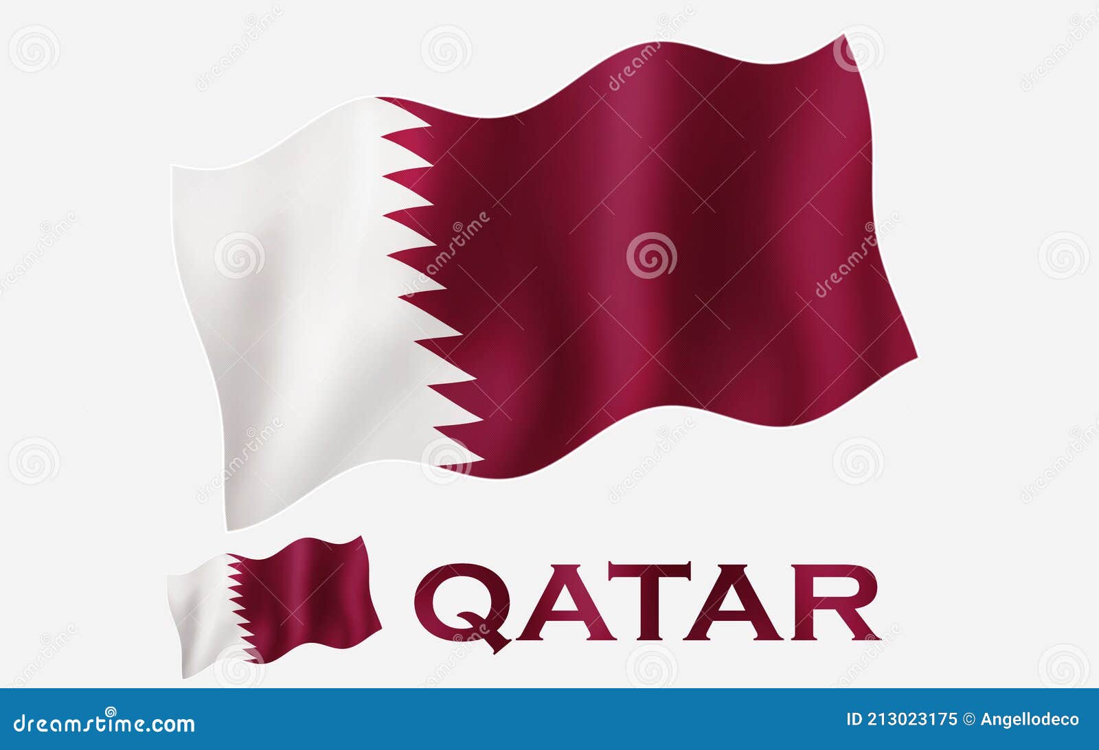 Qatar Flag Illustration with Fabric Texture with QATAR Text with White ...