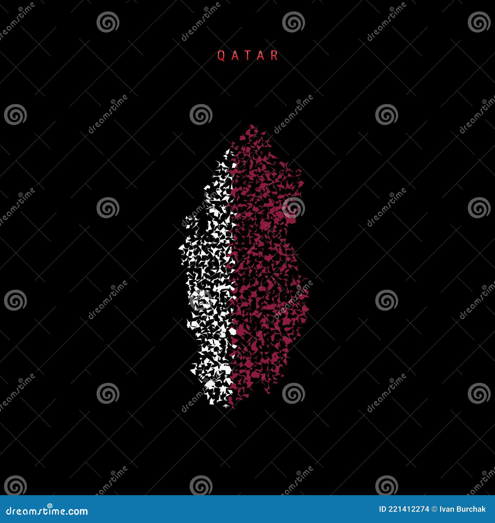 Qatar Flag Map, Chaotic Particles Pattern in the Qatari Flag Colors ...