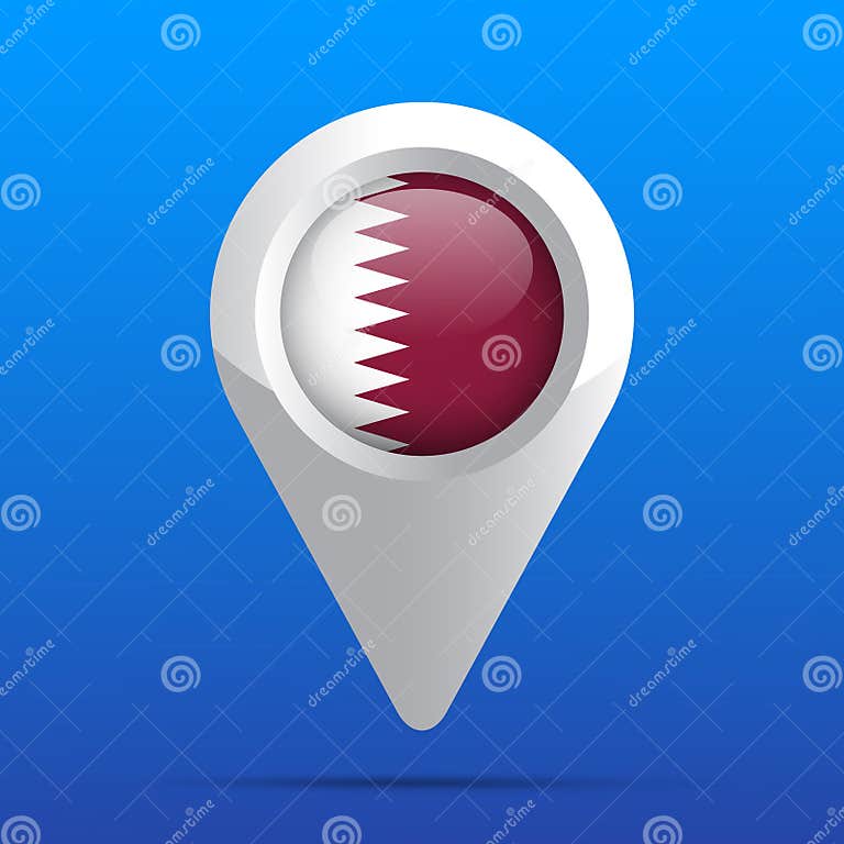 Qatar Flag Map Icon. Glossy Icon Stock Illustration - Illustration of ...