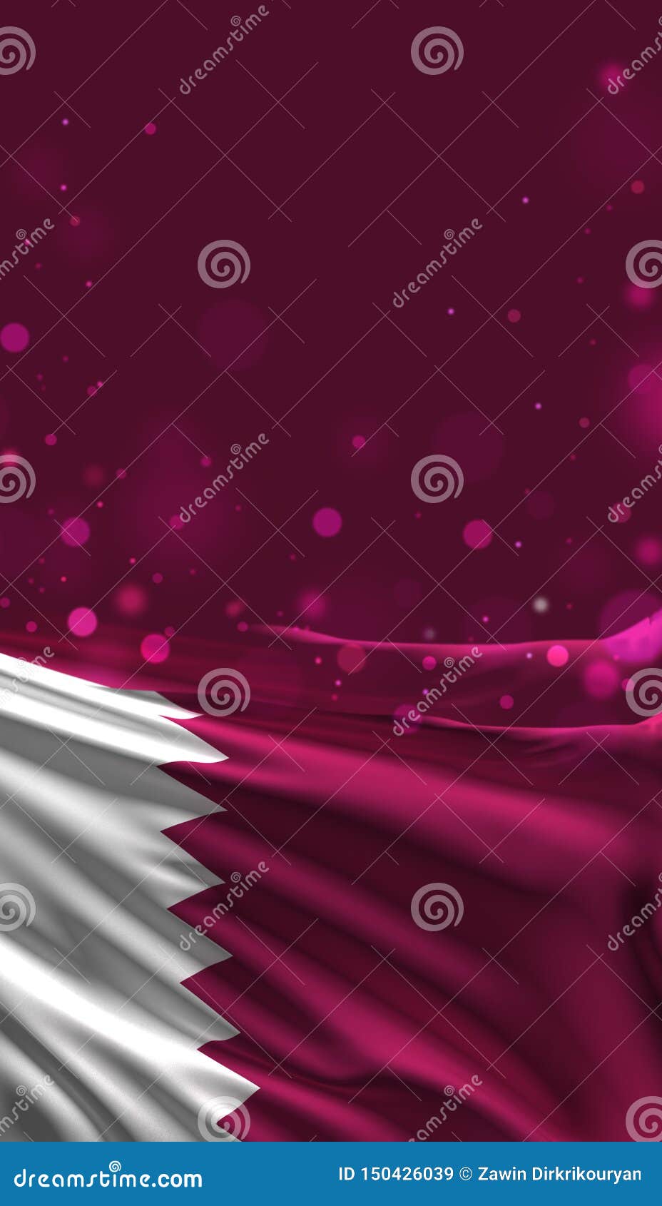 Qatar Flag, Qatari Colors, Maroon 3D Rendering Stock Illustration ...