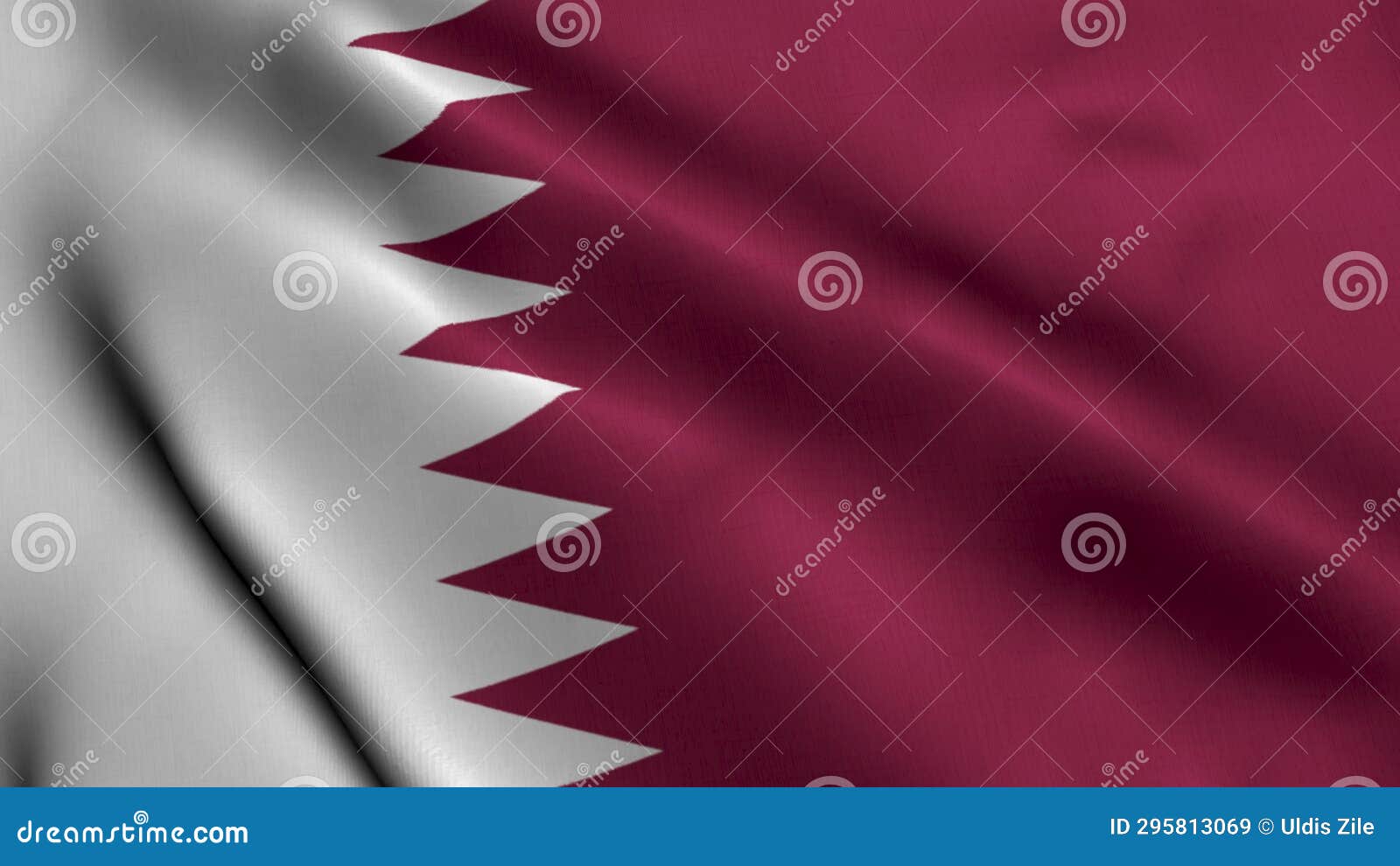 Qatar Flag. Waving Fabric Satin Texture Flag of Qatar 3D Illustration ...