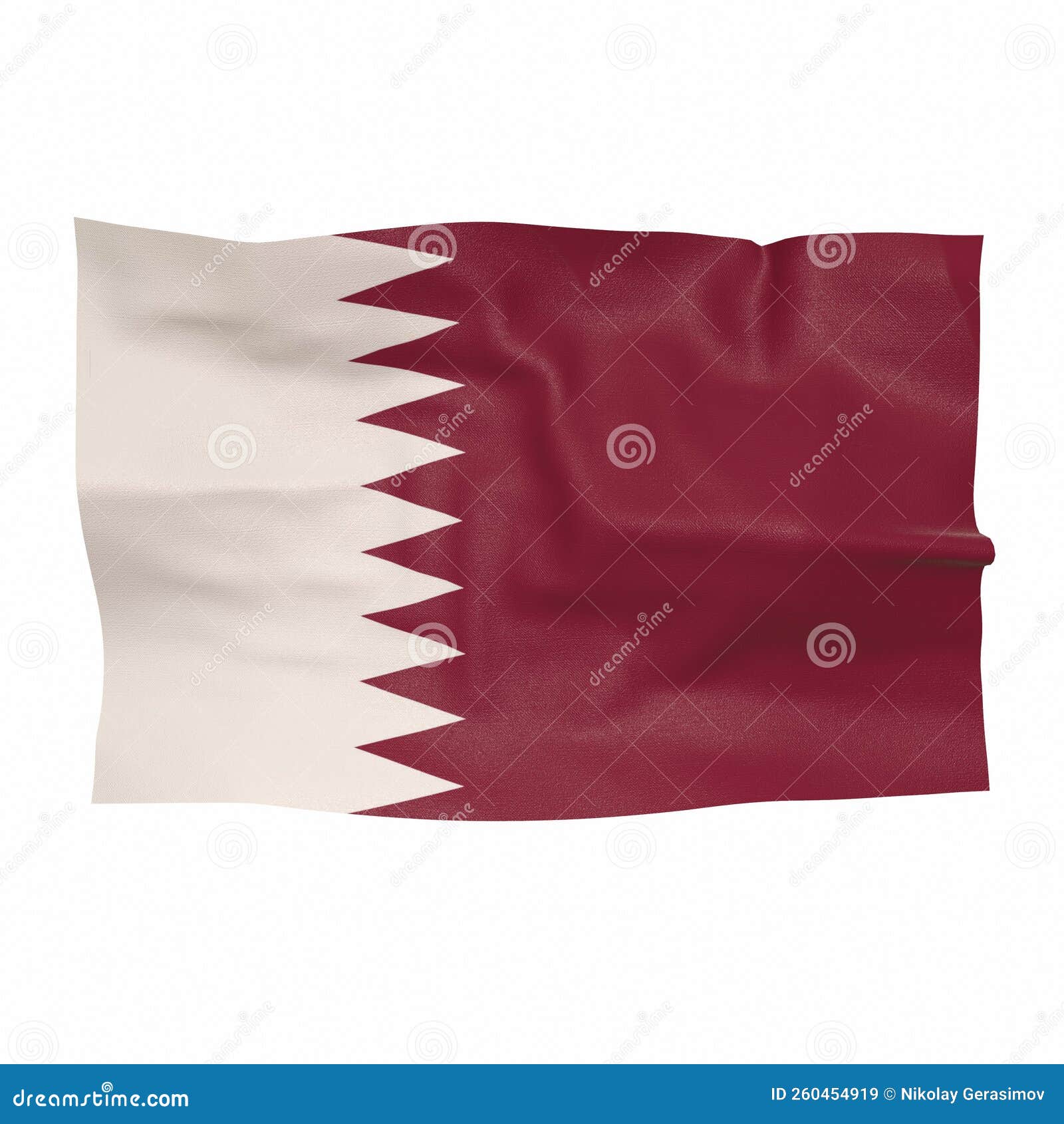 The Qatar Flag on White Background 3d-rendering Stock Illustration ...