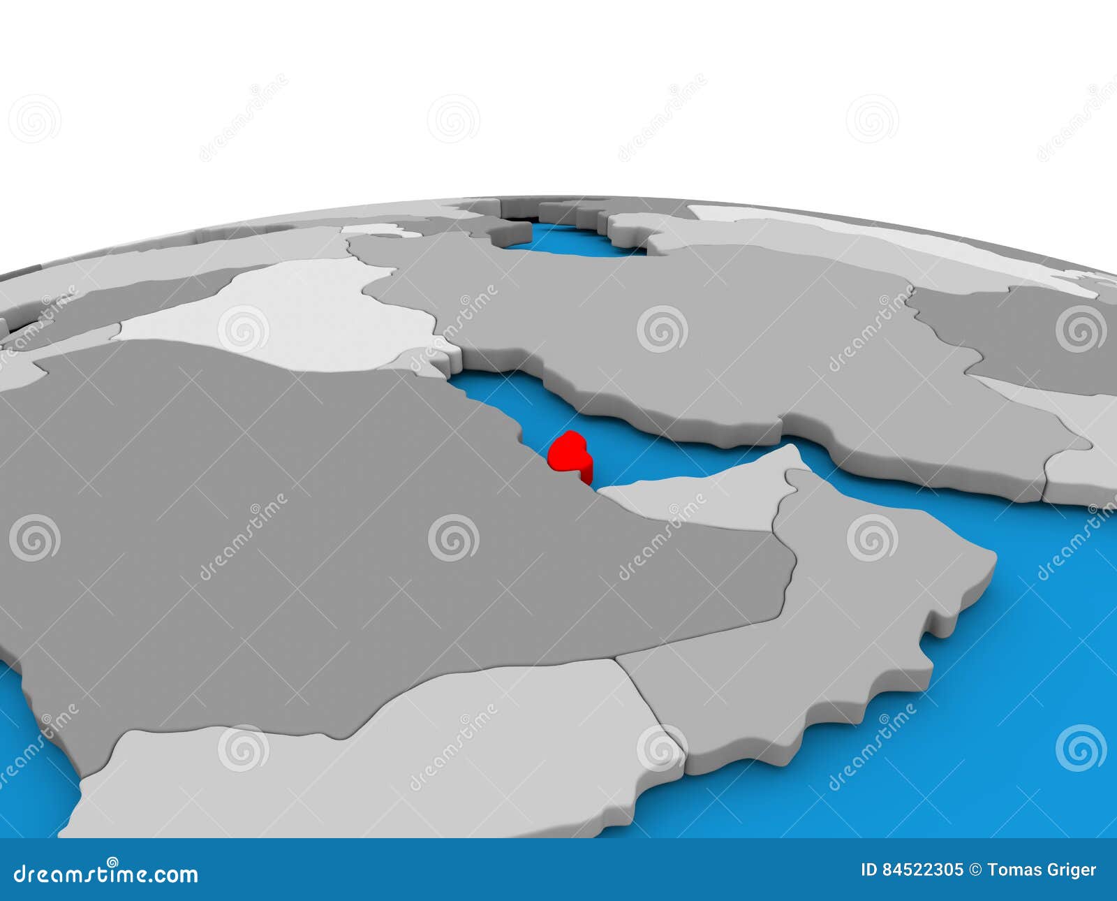 Qatar on globe in red stock illustration. Illustration of borders ...