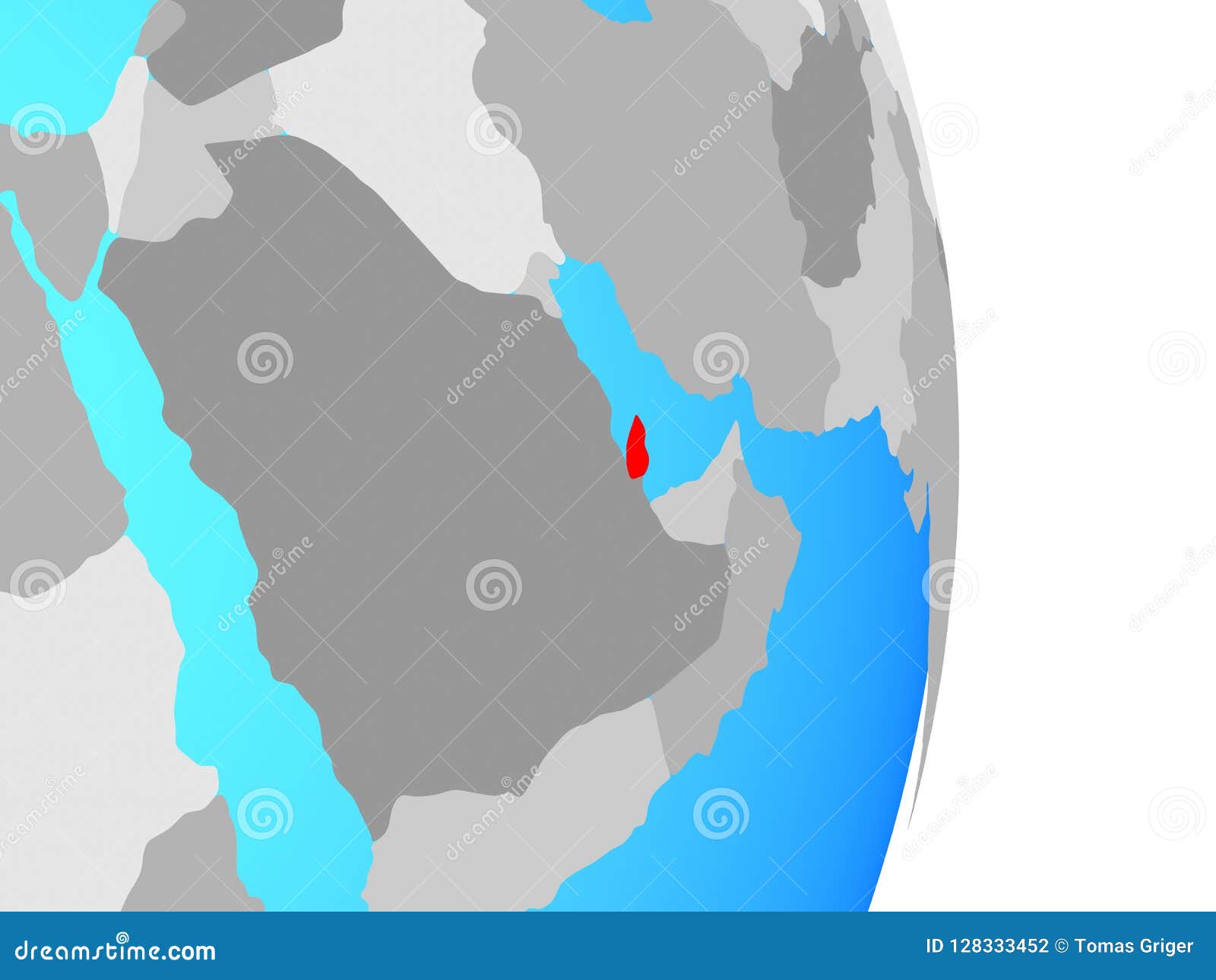 Qatar on globe stock illustration. Illustration of qatar - 128333452