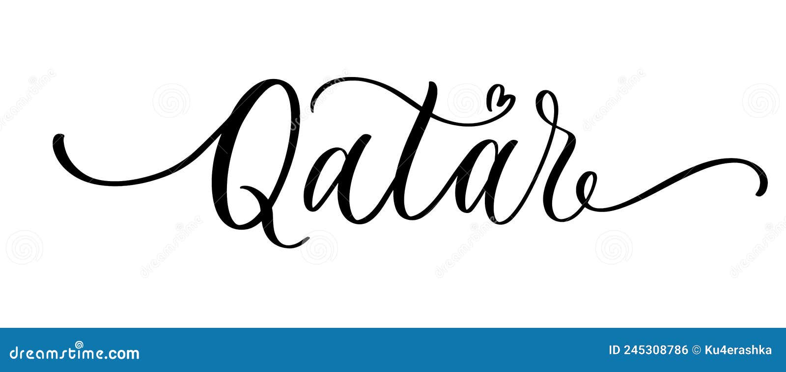 Qatar - Hand Drawn Lettering Phrase. Sticker with Lettering. Stock ...