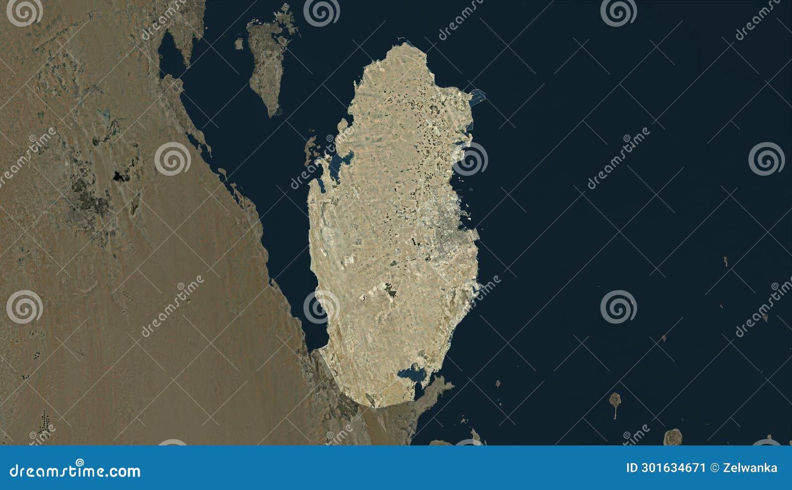 Qatar Highlighted. High-res Satellite Stock Illustration - Illustration ...