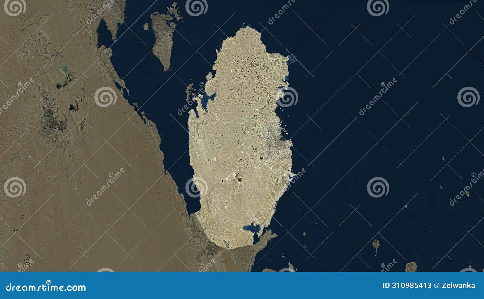 Qatar Highlighted. Low-res Satellite Stock Illustration - Illustration ...