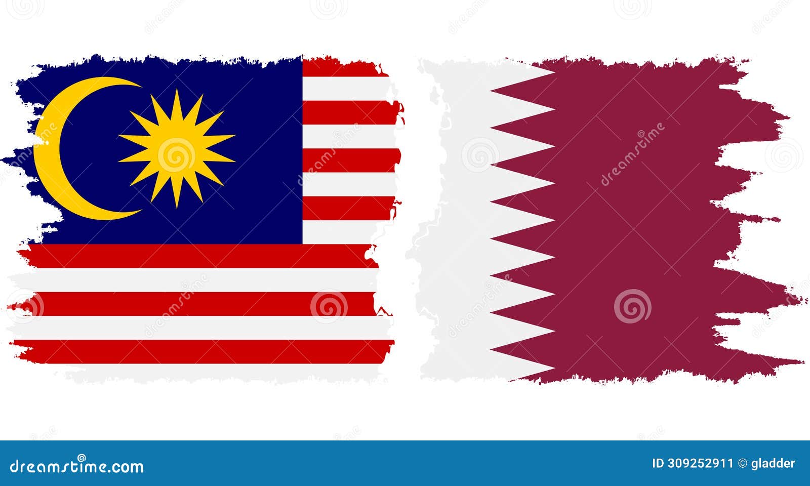 Qatar And Malaysia National Flags Separated By A Line Chart. Stock ...