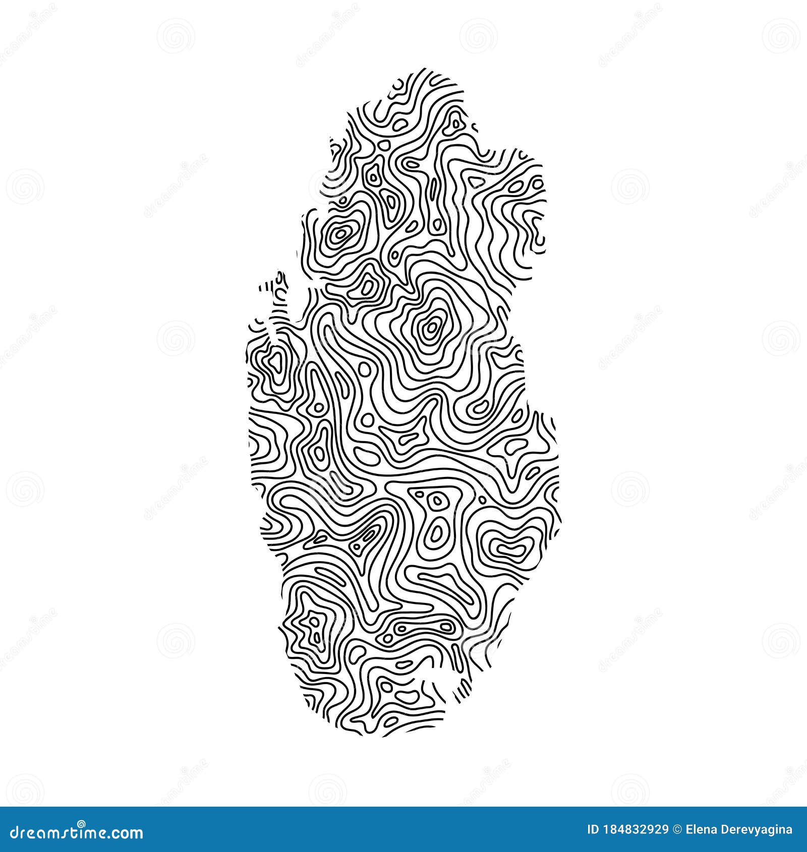 Qatar Map from Black Isolines or Level Line Geographic Topographic Map ...