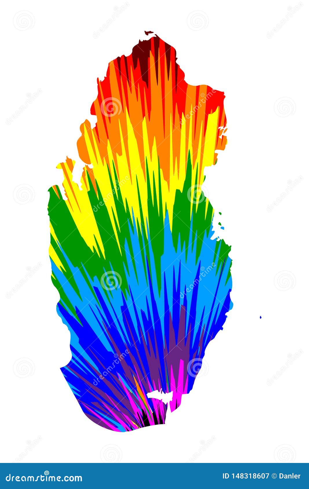 Qatar - Map is Designed Rainbow Abstract Colorful Pattern, State of ...