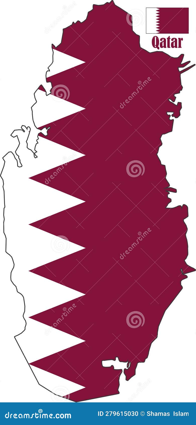 Qatar Map and Flag Illustration Vector Stock Vector - Illustration of ...