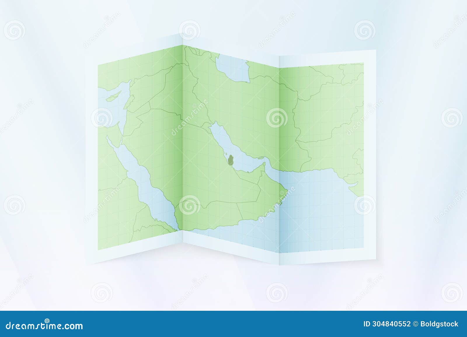 Qatar Map, Folded Paper with Qatar Map Stock Vector - Illustration of ...