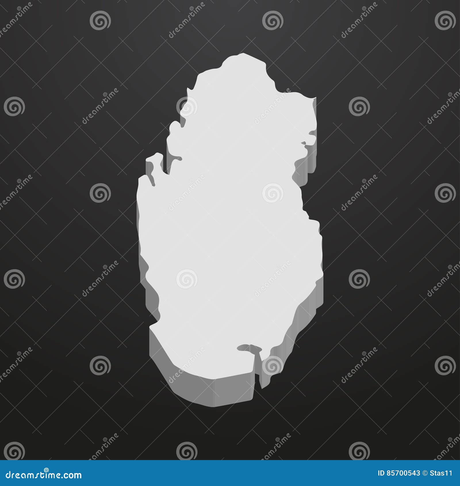 Qatar Map in Gray on a Black Background 3d Stock Vector - Illustration ...