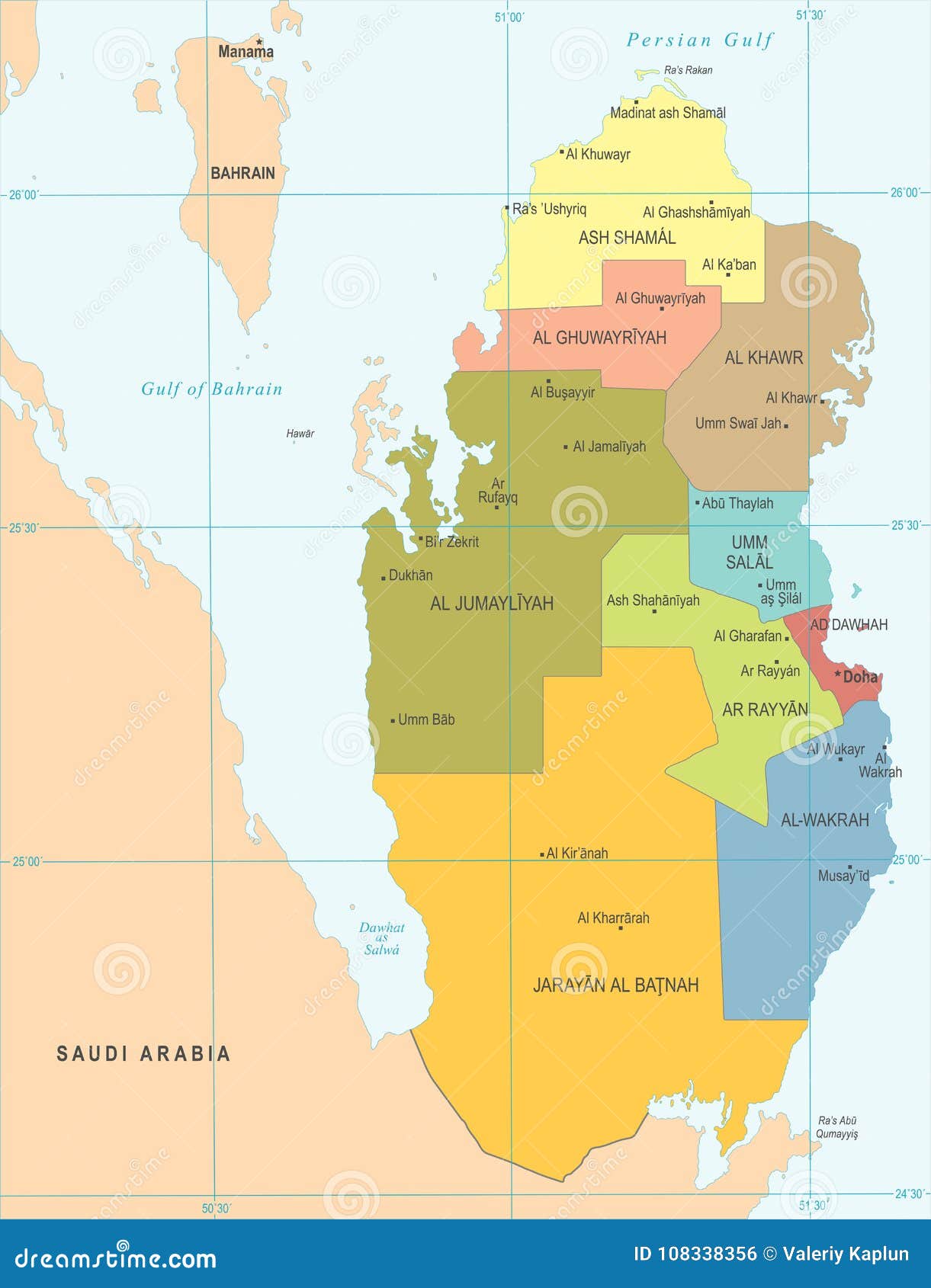 Qatar Map - Detailed Vector Illustration Stock Illustration ...