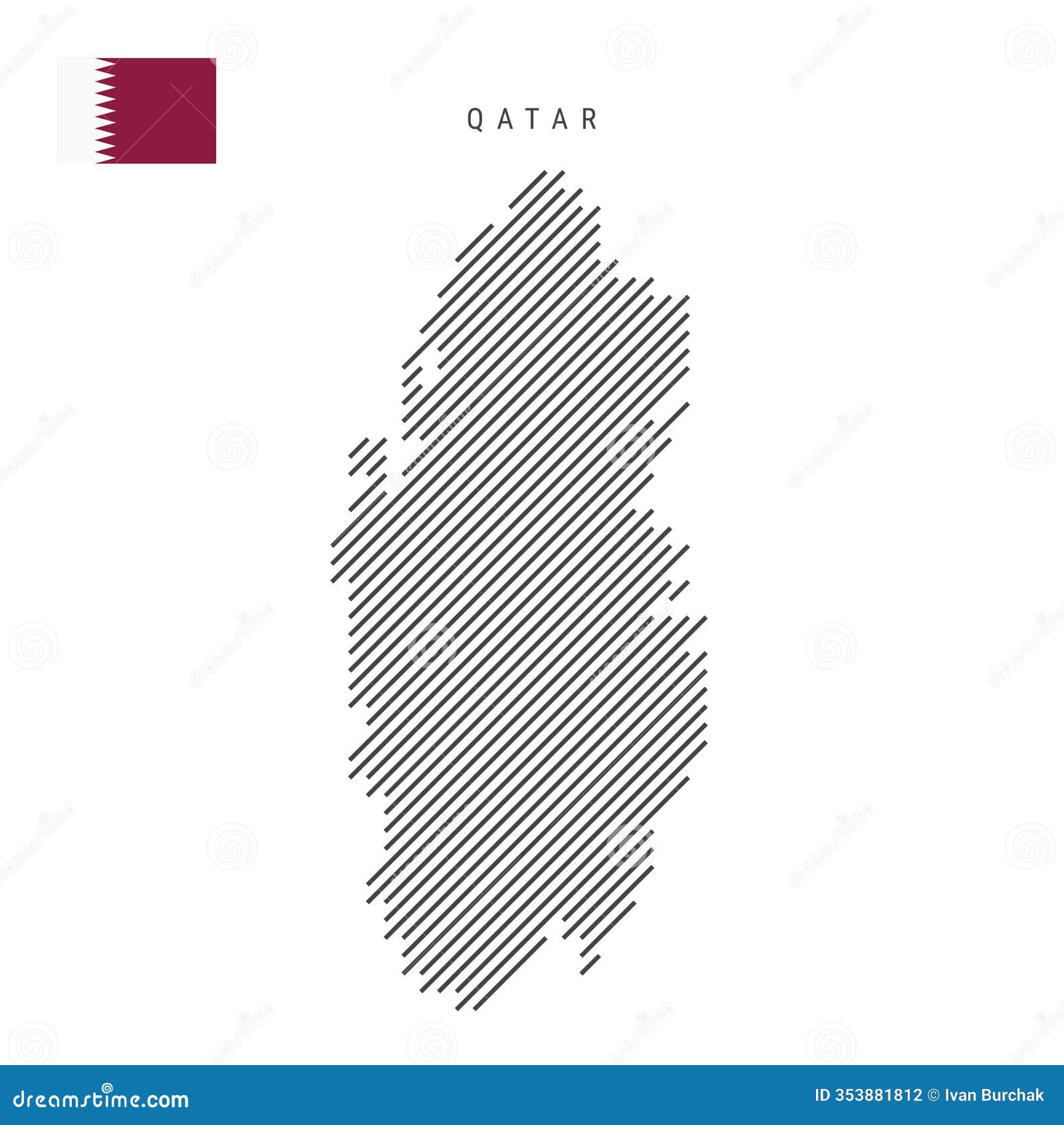 Qatar Map from Pattern of Black Slanted Parallel Lines. Flat Vector ...