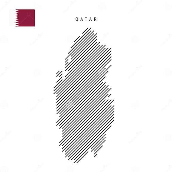 Qatar Map from Pattern of Black Slanted Parallel Lines. Flat Vector ...