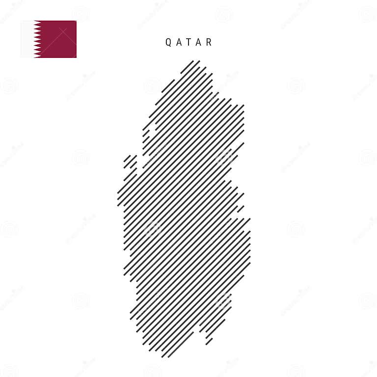 Qatar Map from Pattern of Black Slanted Parallel Lines. Flat Vector ...