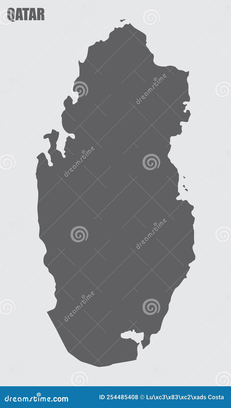 Qatar map silhouette stock vector. Illustration of continent - 254485408
