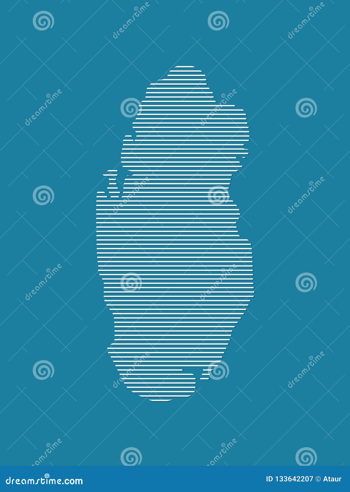 Qatar Map Vector with Simple Straight Lines on Blue Background Stock ...