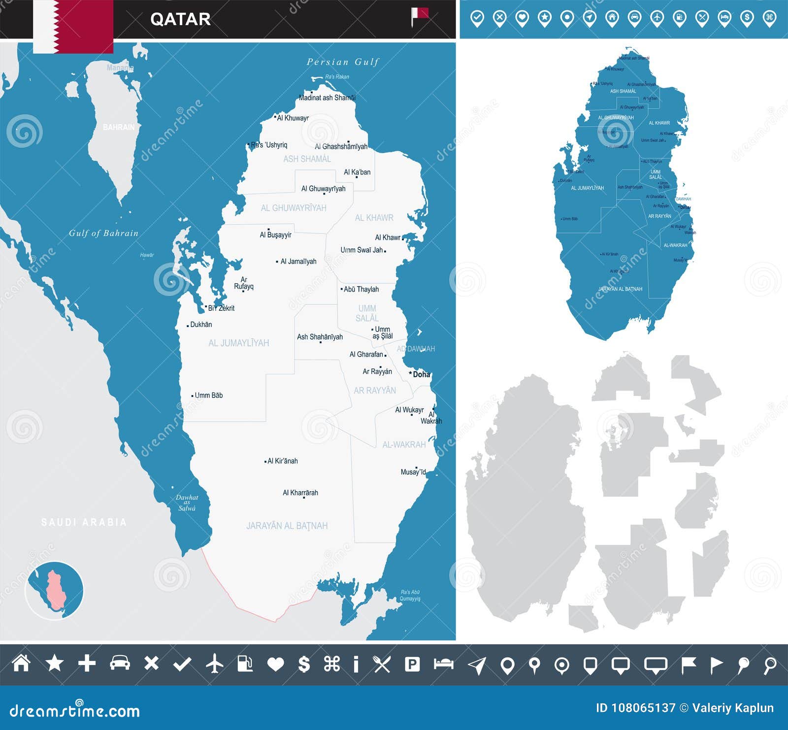 Qatar - Mapa Infographic - Ejemplo Detallado Del Vector Stock de ...
