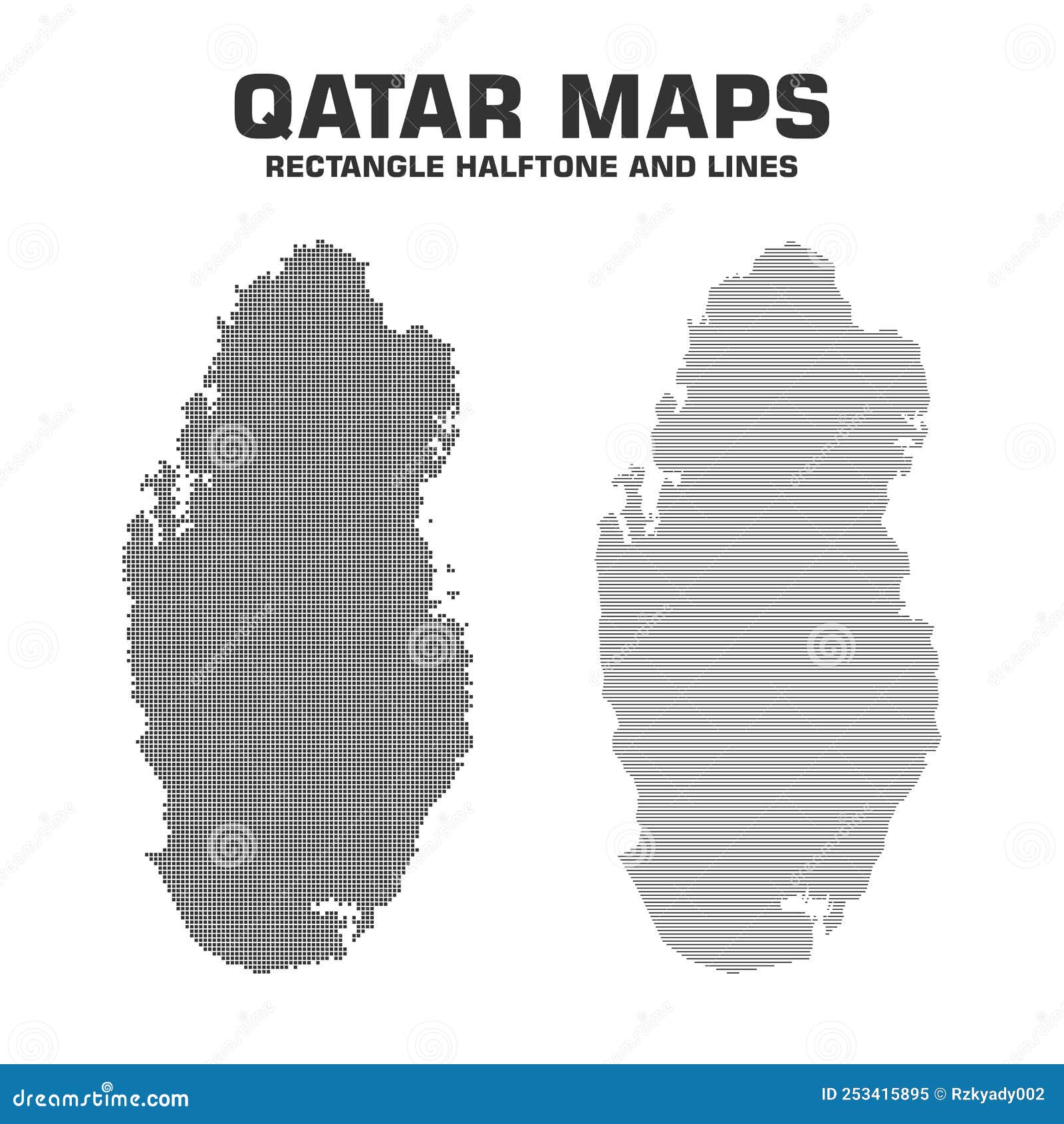 Qatar Maps Rectangle Halftone and Lines Version Qatar Dotted Maps Stock ...