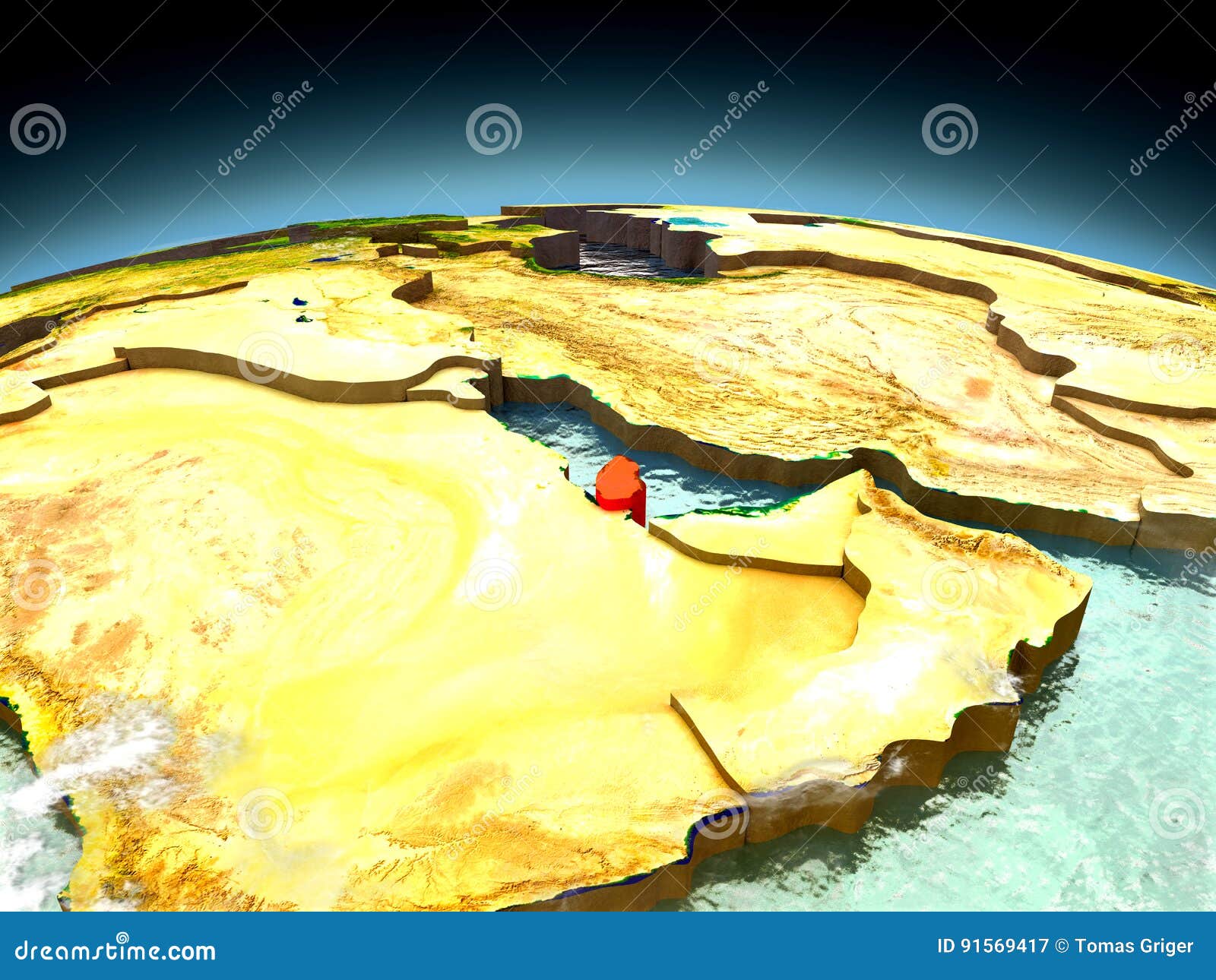 Qatar on model of Earth stock illustration. Illustration of borders ...
