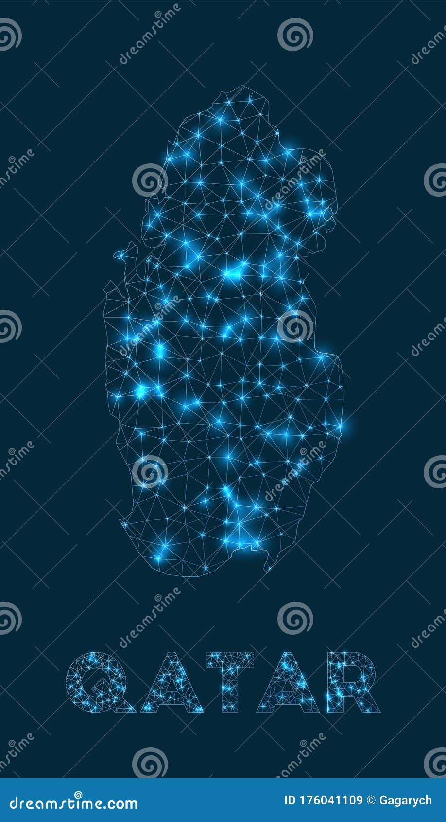 Qatar network map. stock vector. Illustration of fractal - 176041109