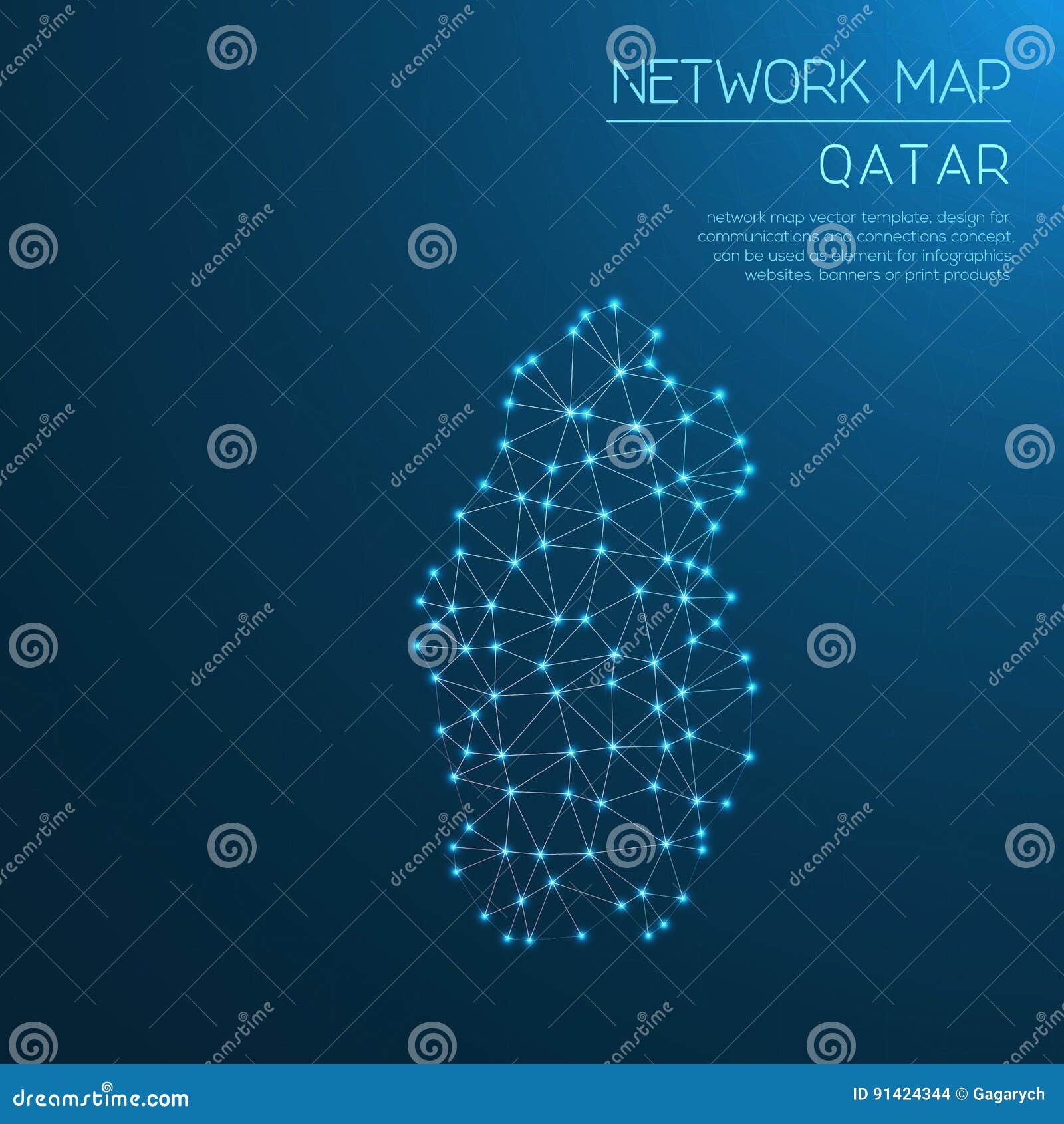 Qatar network map. stock vector. Illustration of boundary - 91424344