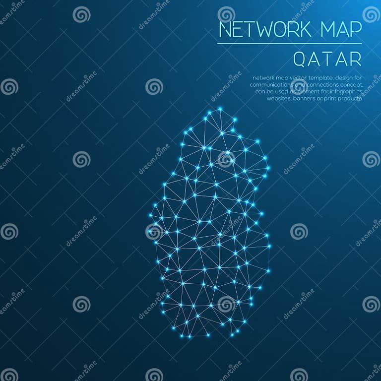Qatar network map. stock vector. Illustration of boundary - 91424344