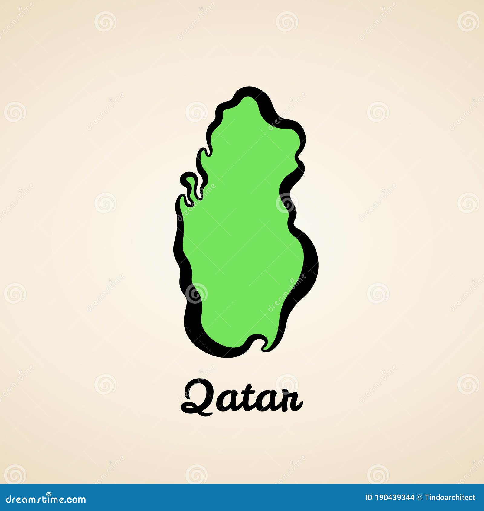 Qatar - Outline Map Cartoon Vector | CartoonDealer.com #107089909
