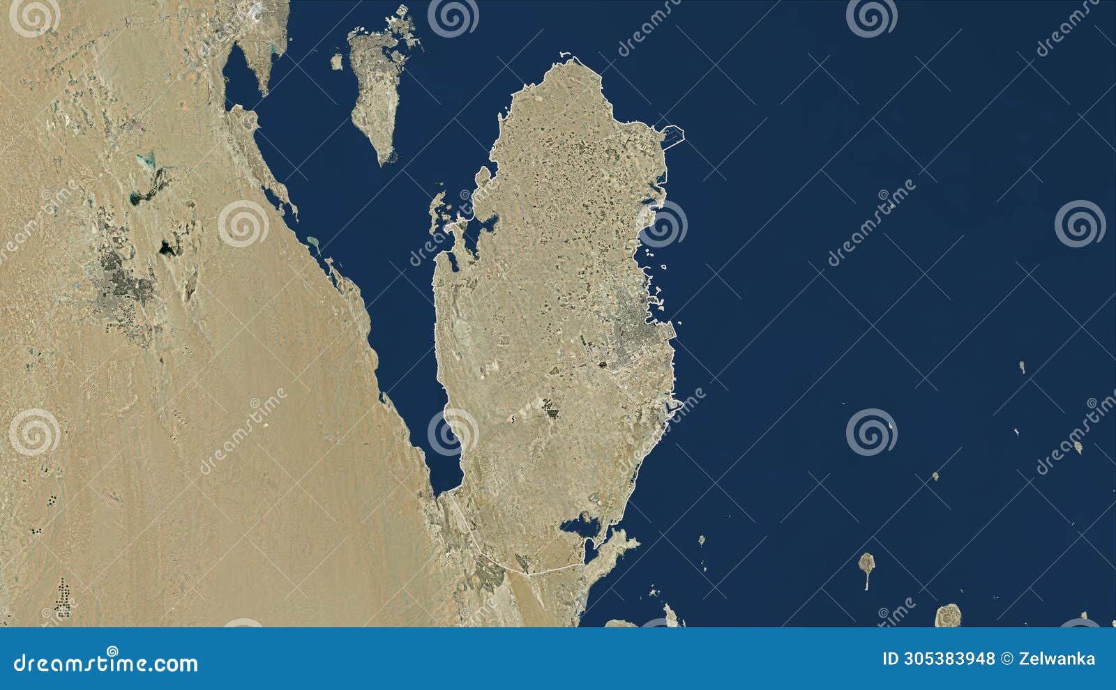 Qatar Outlined. Low-res Satellite Stock Illustration - Illustration of ...