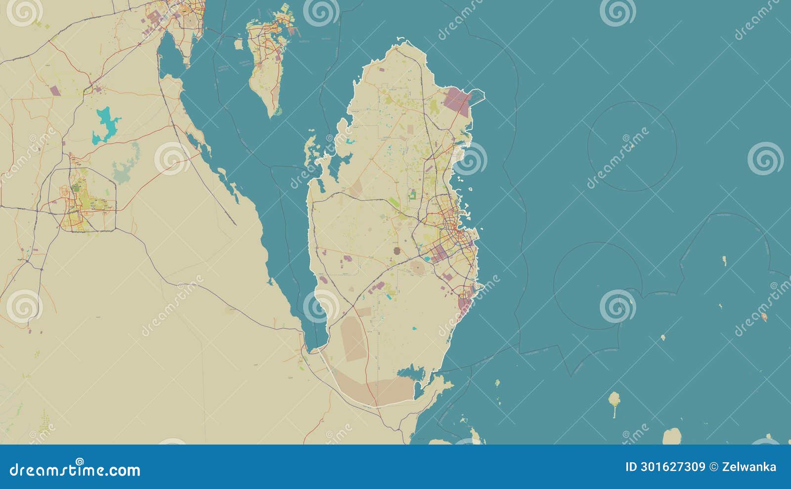 Qatar Outlined. Topo Humanitarian Stock Illustration - Illustration of ...