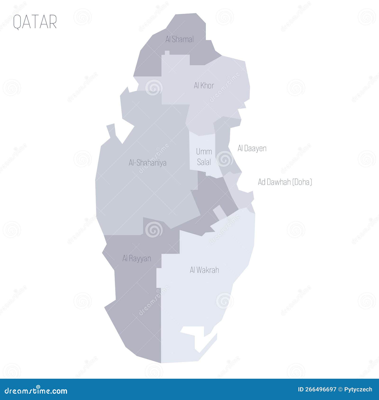Qatar Political Map of Administrative Divisions Stock Vector ...