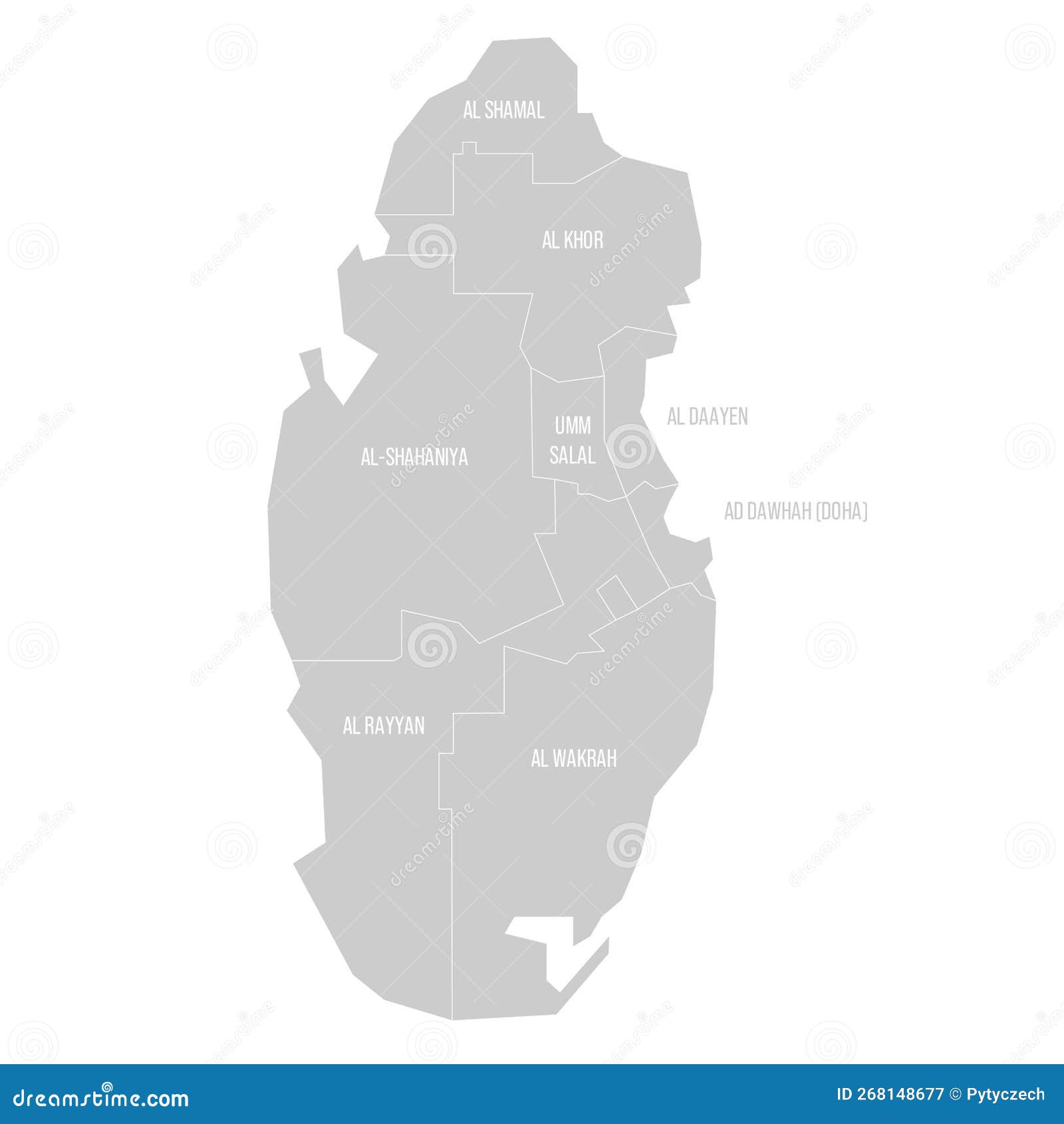 Qatar Political Map Of Administrative Divisions Cartoon Vector ...