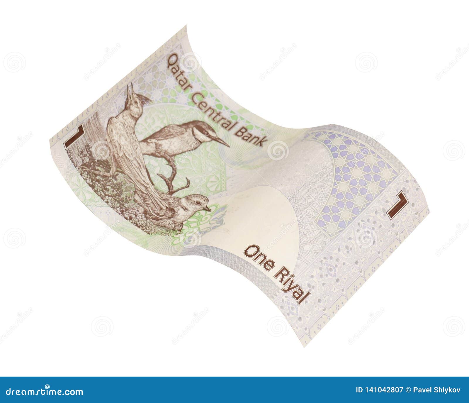Qatar 1 riyals Banknote. stock image. Image of closeup - 141042807